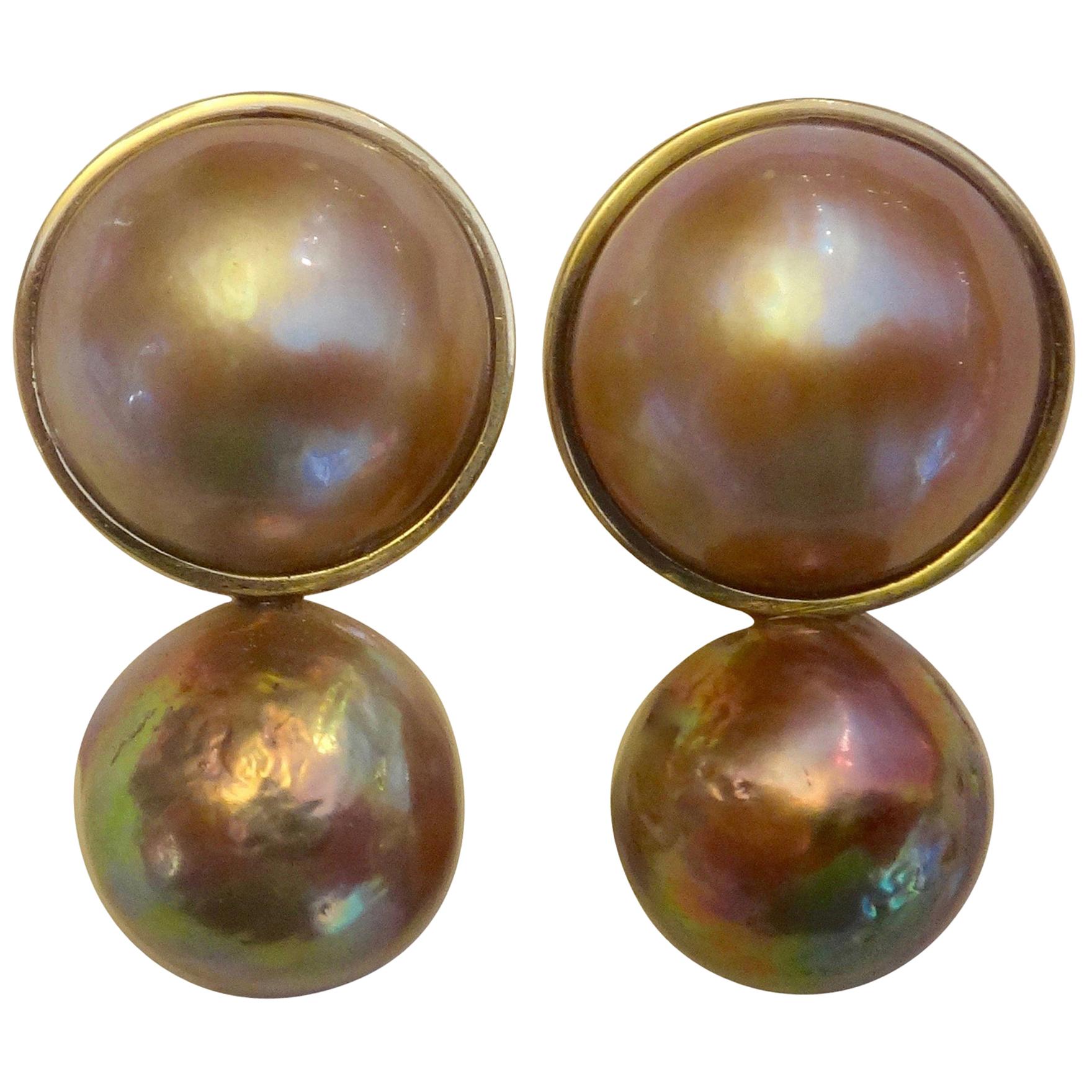 Michael Kneebone Kasumi Pearl Mobe Pearl Drop Earrings at 1stDibs