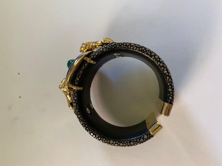 Michael Kneebone Lapis Emerald Diamond Stringray Inca Frog Cuff ...