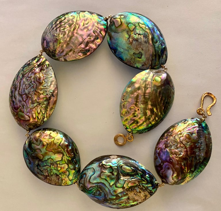 Michael Kneebone Paua Shell Pearl Mixed Gemstone Bead Necklace For Sale ...