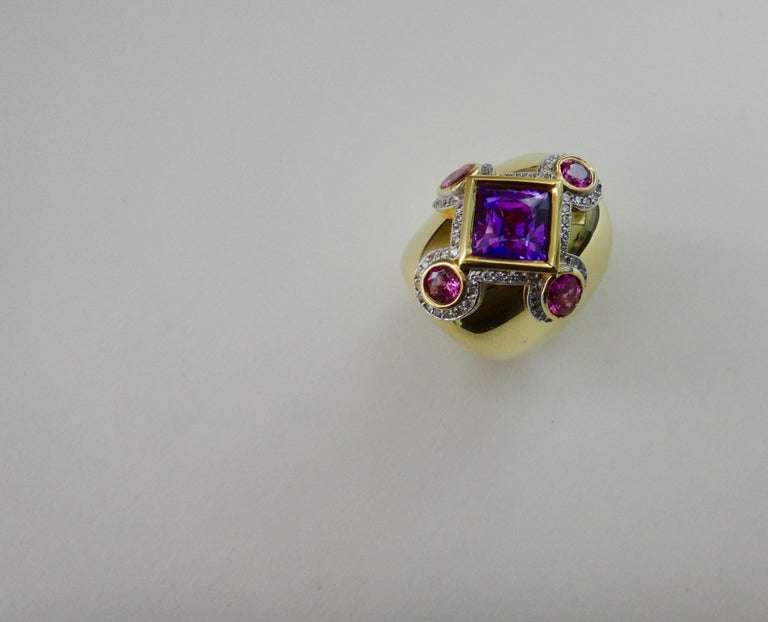 Michael Kneebone Purple Spinel Pink Spinel Pave Diamond Dome Ring at ...