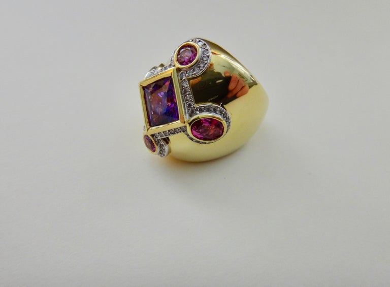 Michael Kneebone Purple Spinel Pink Spinel Pave Diamond Dome Ring at ...