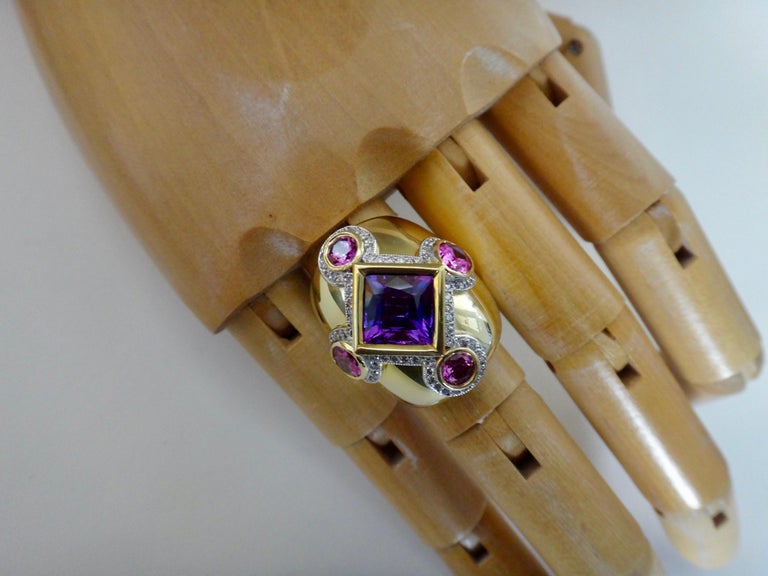Michael Kneebone Purple Spinel Pink Spinel Pave Diamond Dome Ring at ...