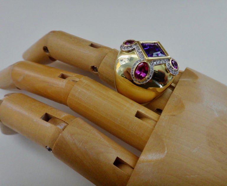 Michael Kneebone Purple Spinel Pink Spinel Pave Diamond Dome Ring at ...