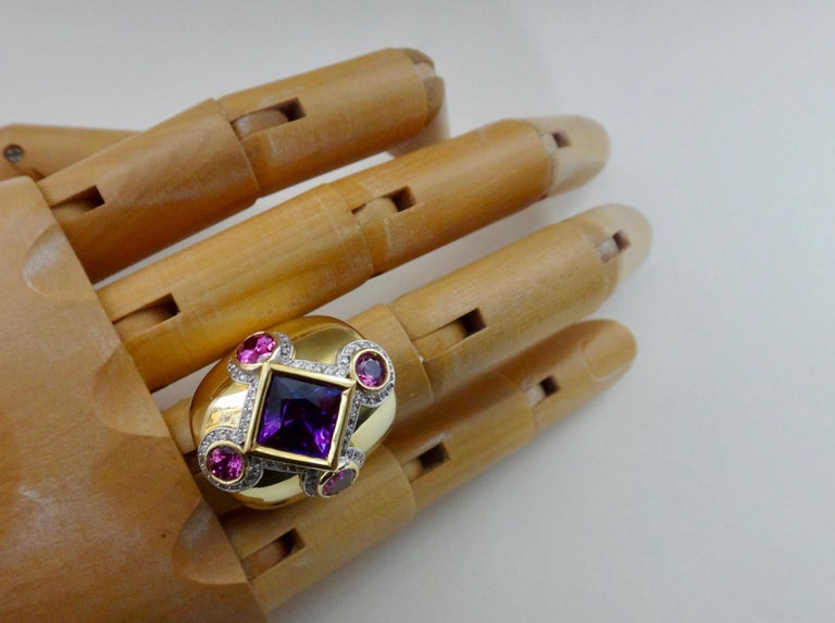 Michael Kneebone Purple Spinel Pink Spinel Pave Diamond Dome Ring at ...