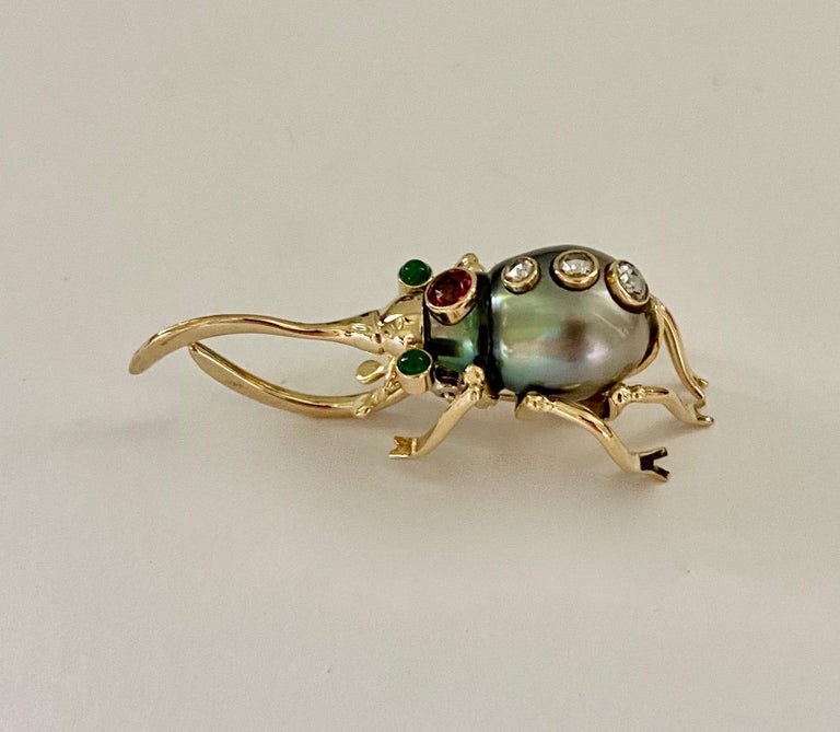 Michael Kneebone Tahitian Pearl Mixed Gemstone Diamond Hercules Beetle ...