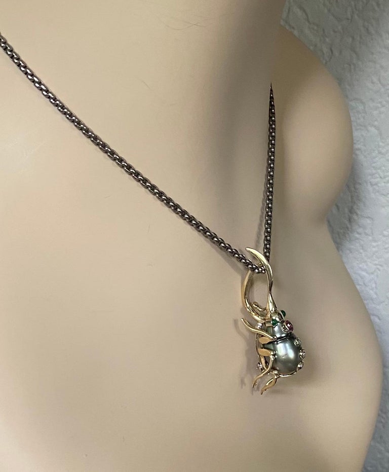 Michael Kneebone Tahitian Pearl Mixed Gemstone Diamond Hercules Beetle ...