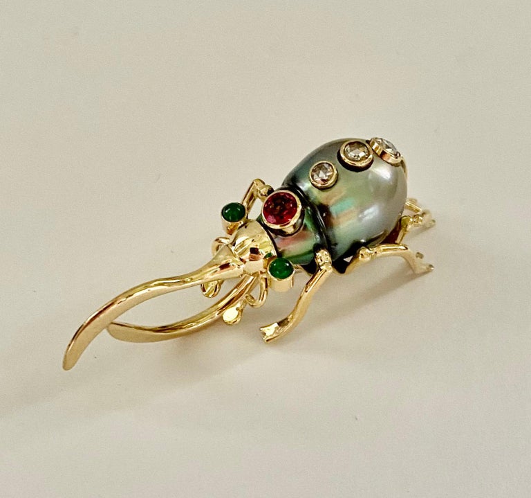 Michael Kneebone Tahitian Pearl Mixed Gemstone Diamond Hercules Beetle ...