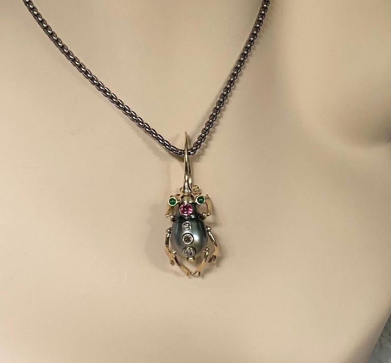 Michael Kneebone Tahitian Pearl Mixed Gemstone Diamond Hercules Beetle ...