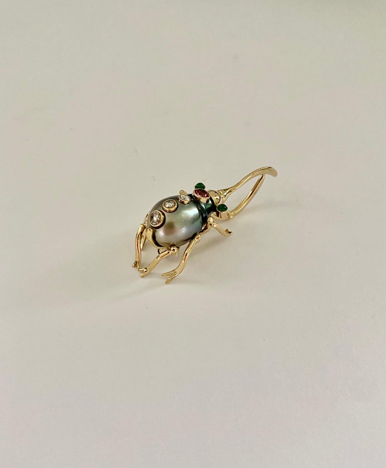 Michael Kneebone Tahitian Pearl Mixed Gemstone Diamond Hercules Beetle ...