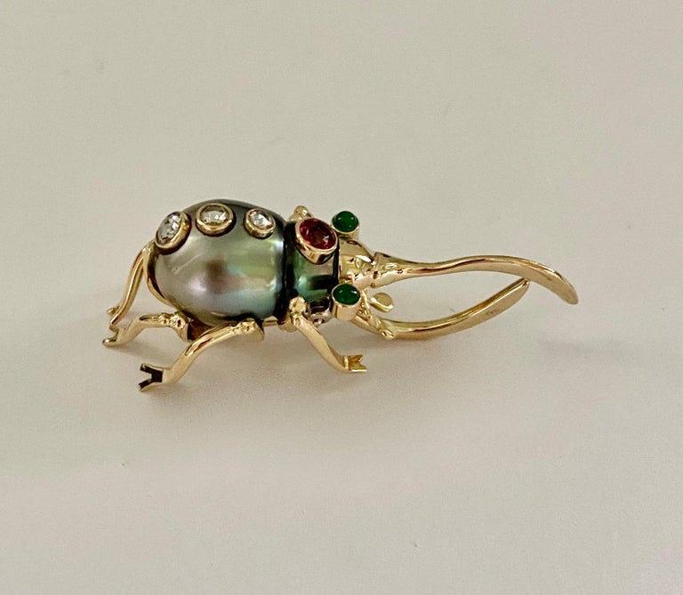 Michael Kneebone Tahitian Pearl Mixed Gemstone Diamond Hercules Beetle ...
