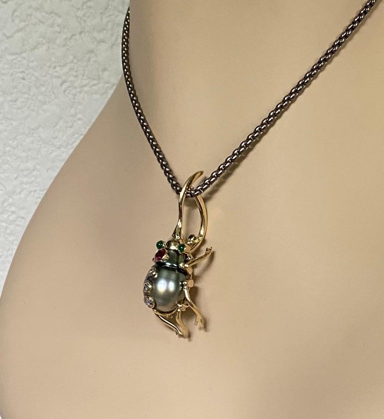 Michael Kneebone Tahitian Pearl Mixed Gemstone Diamond Hercules Beetle ...