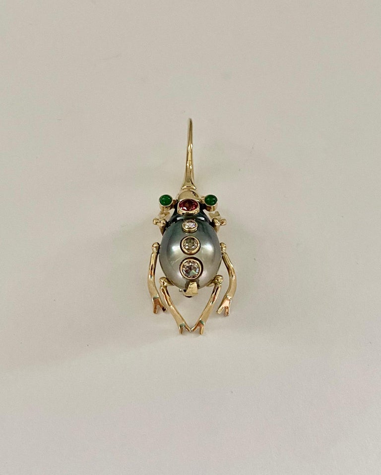 Michael Kneebone Tahitian Pearl Mixed Gemstone Diamond Hercules Beetle ...