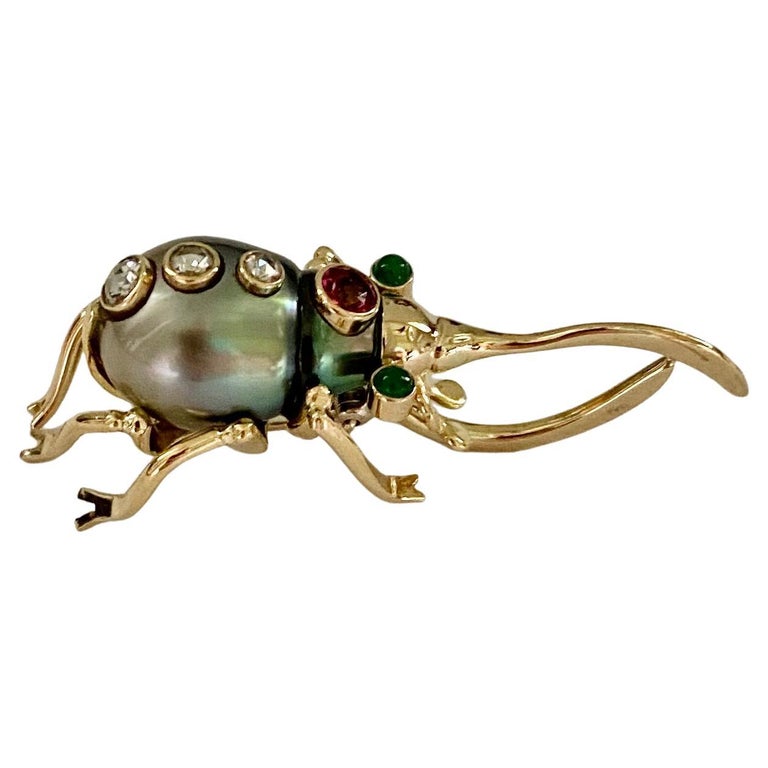 Michael Kneebone Tahitian Pearl Mixed Gemstone Diamond Hercules Beetle ...