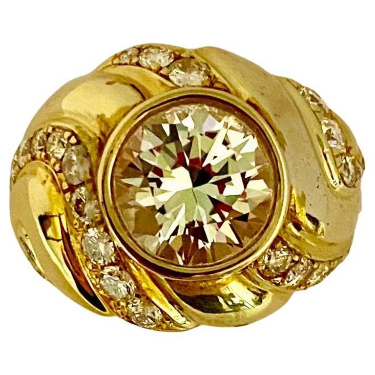 Michael Kneebone White Sapphire Pave Diamond 18k Karat Gold Dome Ring ...