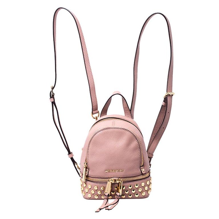 Michael Kors Beige Leather Mini Studded Rhea Backpack For Sale at 1stDibs