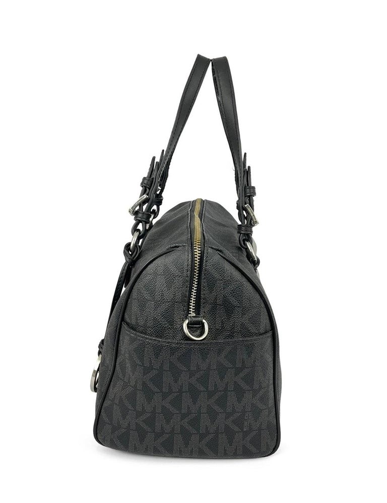 Michael Kors Black and Grey Leather Monogram Handbag For Sale at 1stDibs