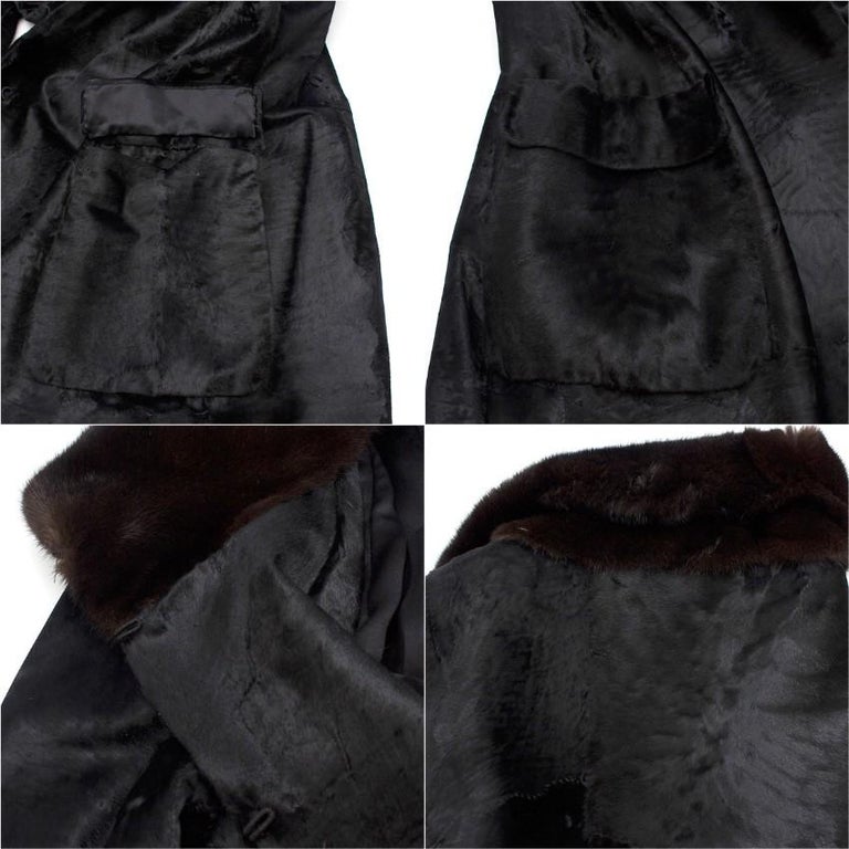 Michael Kors Black Lambs Fur and Brown Mink Fur Coat Size - US4 For ...
