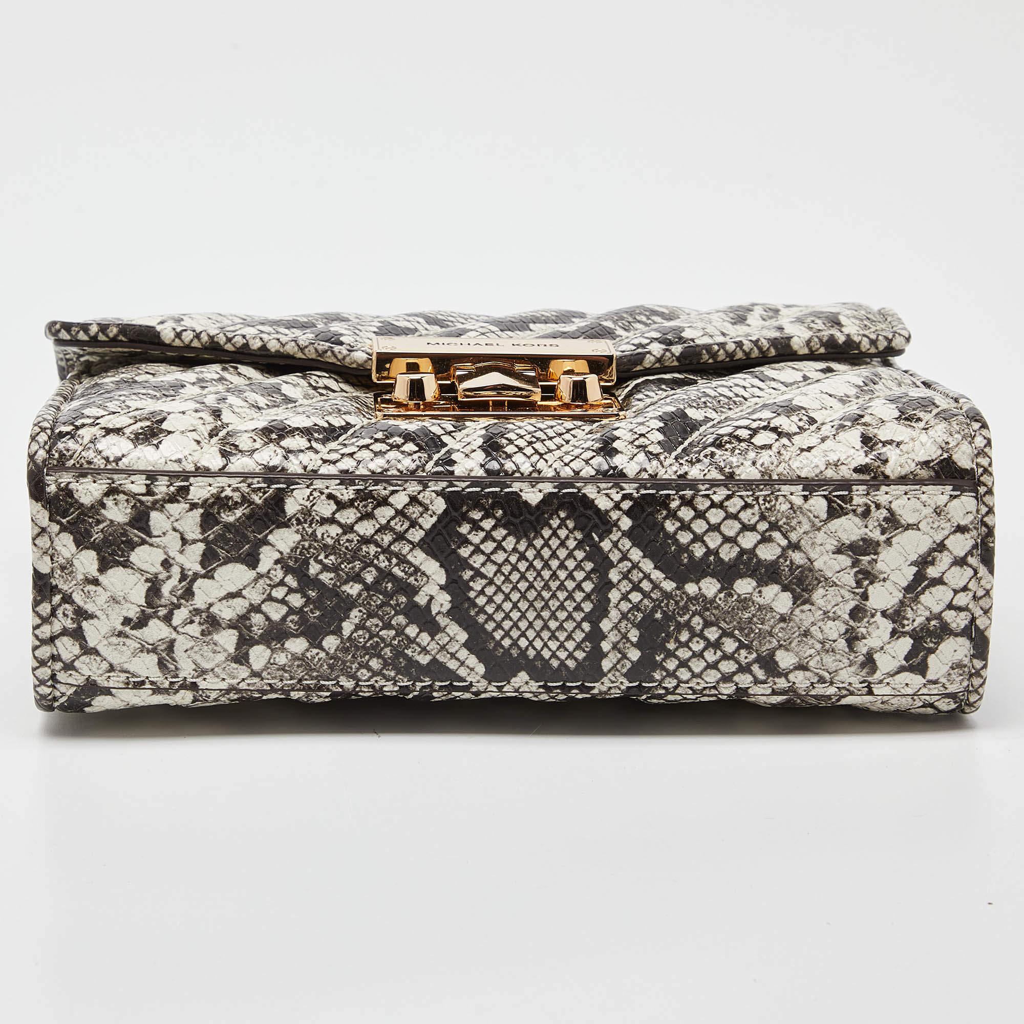 Michael Kors Black/White Python Embossed Leather Small Rose Crossbody ...
