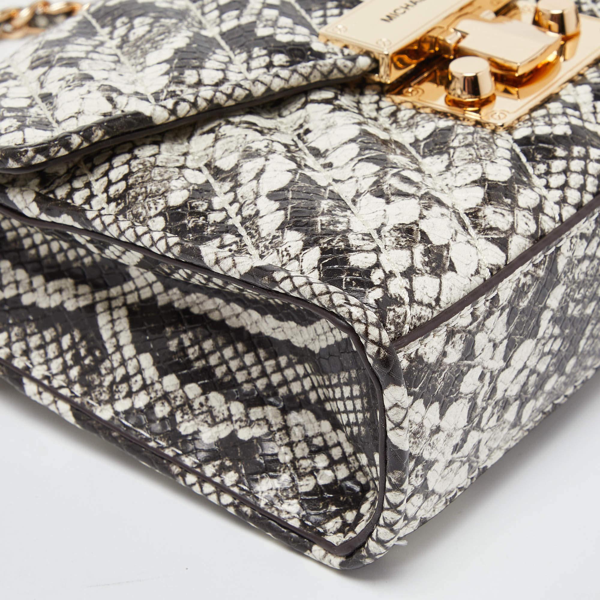 Michael Kors Black/White Python Embossed Leather Small Rose Crossbody ...