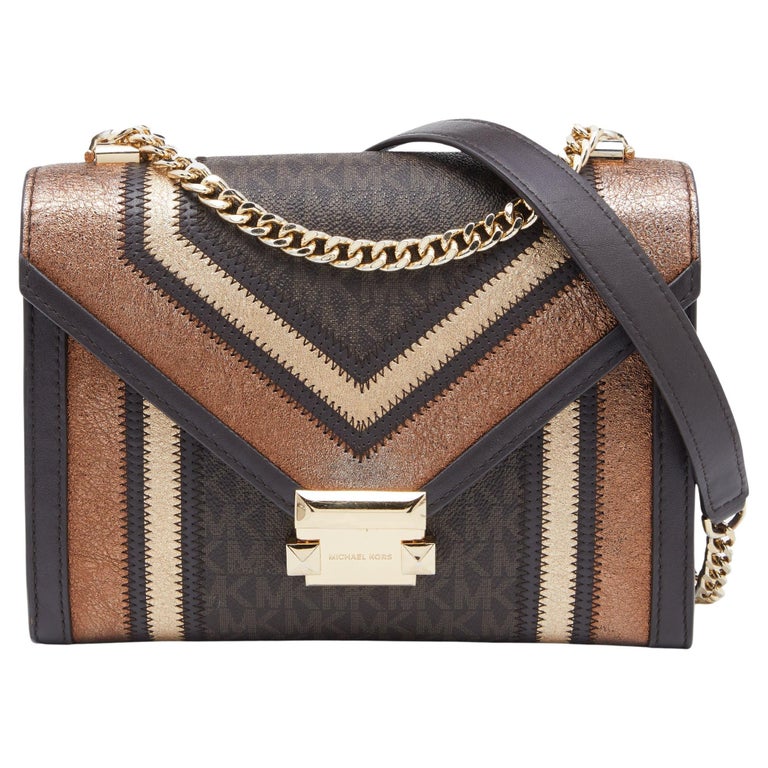 Michael Kors Brown/Gold Signature Coated Canvas and Leather Large ...