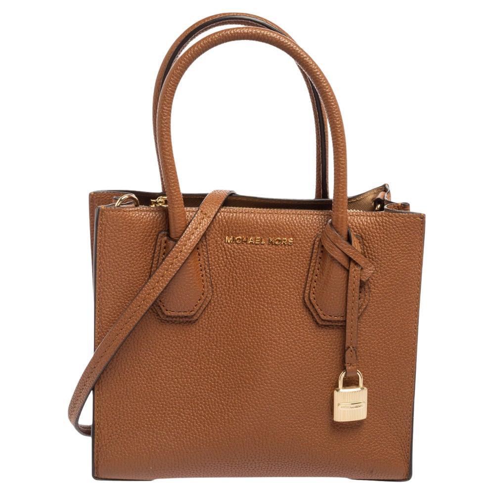 Michael Kors Beige/Brown Woven Straw And Leather Medium Naomi Shoulder ...