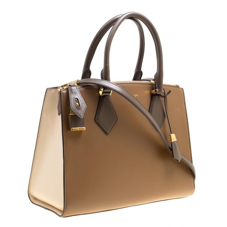 Michael Kors Collection Brown/Tri Color Leather Large Casey Satchel For ...