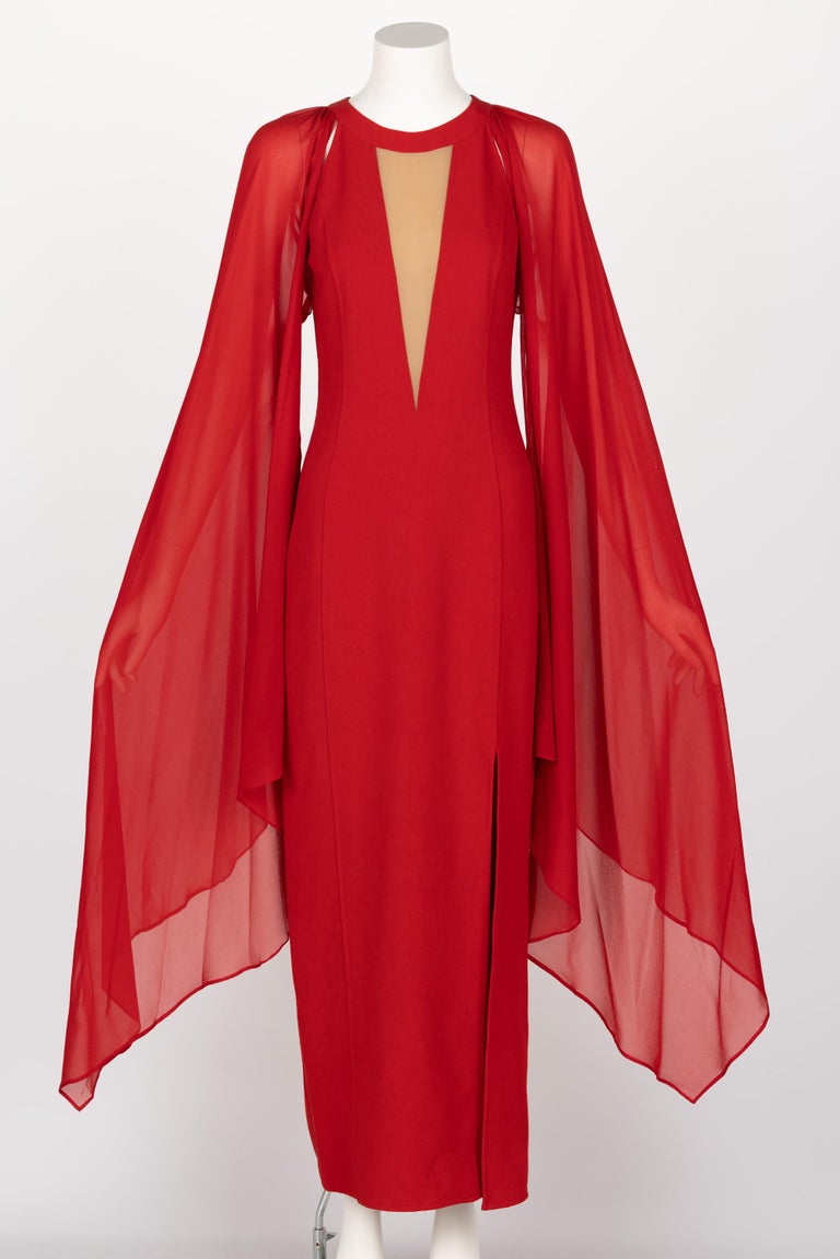 Michael Kors Collection Red Angel Sleeve Dress For Sale at 1stDibs