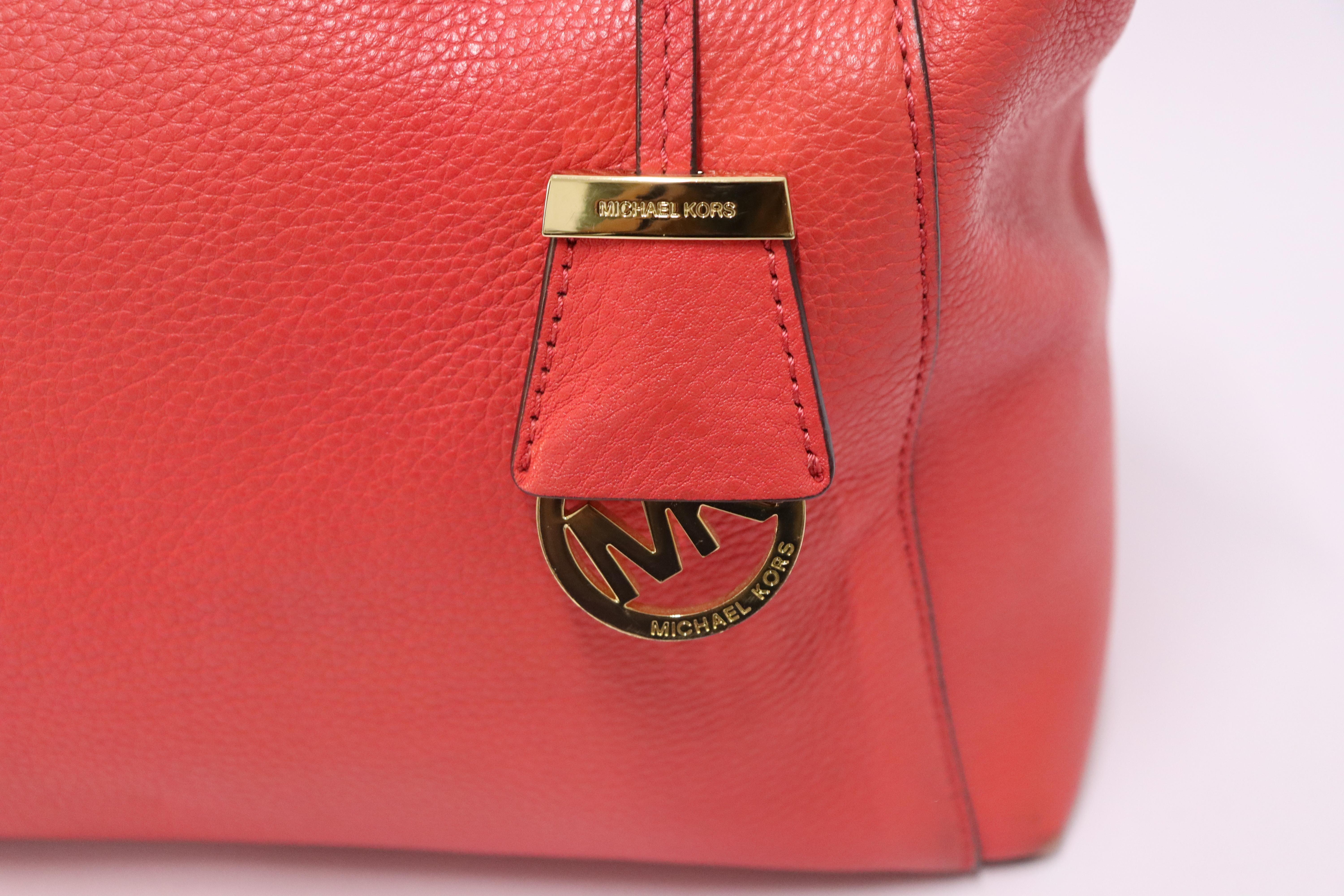 Michael Kors Coral Riley Leather Large Satchel Bag For Sale at 1stDibs