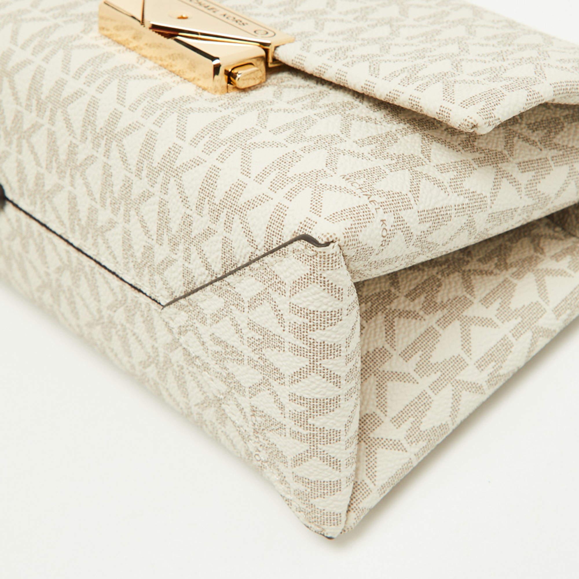 Michael Kors Cream Signature Coated Canvas Cece Chain Shoulder Bag For ...