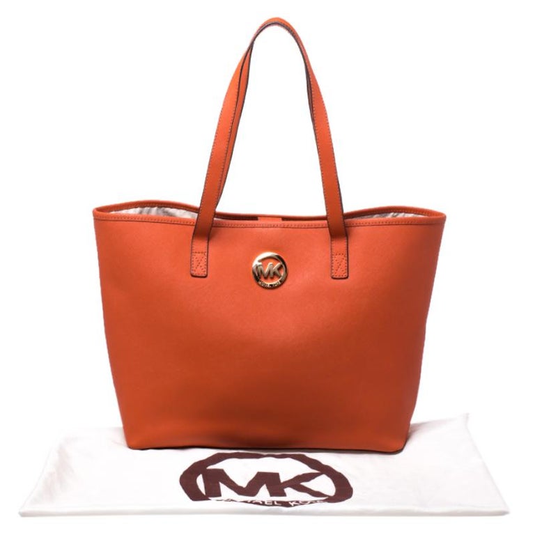 Michael Kors Dark Orange Leather Shopper Tote For Sale at 1stDibs