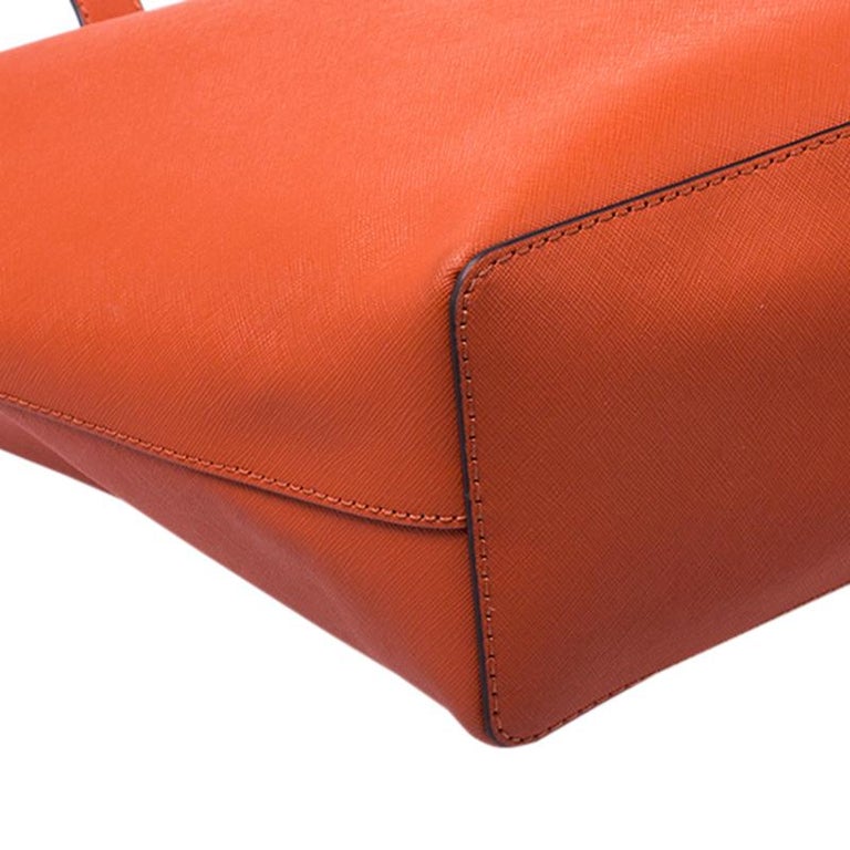 Michael Kors Dark Orange Leather Shopper Tote For Sale at 1stDibs