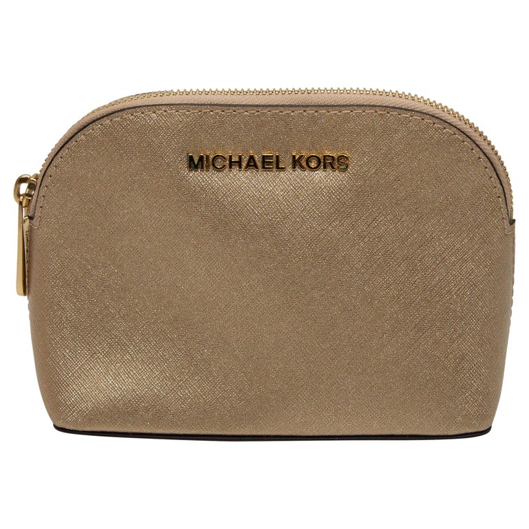 Michael Kors Gold Michael by Leather Mini Pouch For Sale at 1stDibs