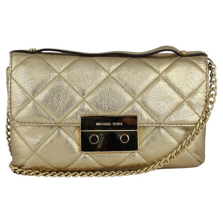 Michael Kors Gold Quilted Bag with 7 Slide Pockets For Sale at 1stDibs