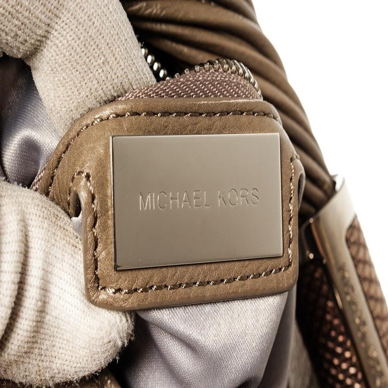 Michael Kors Gray Leather Tonne Hobo Bag with TasselGrey leather ...
