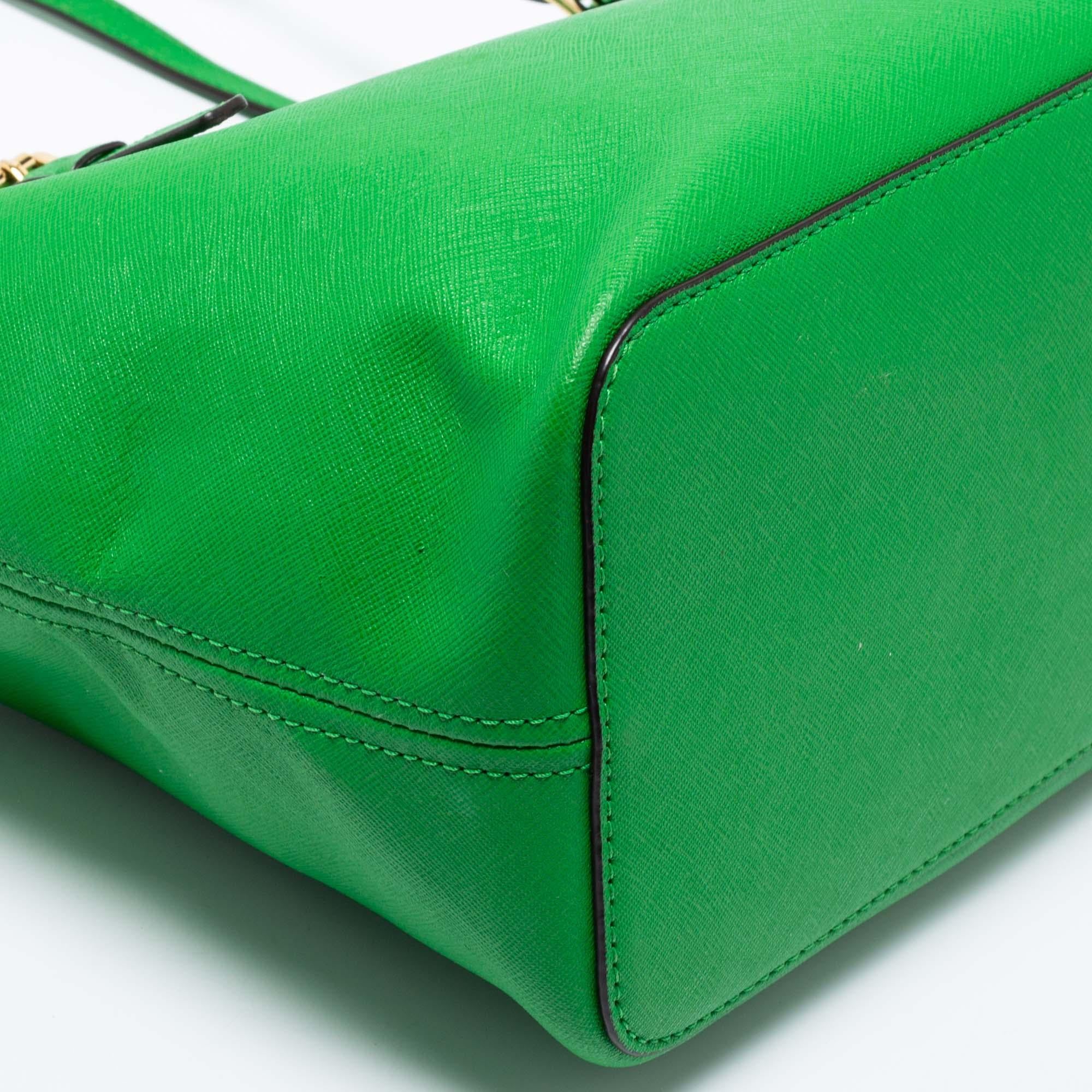 Michael Kors Green Leather Small Jet Set Travel Tote For Sale at 1stDibs