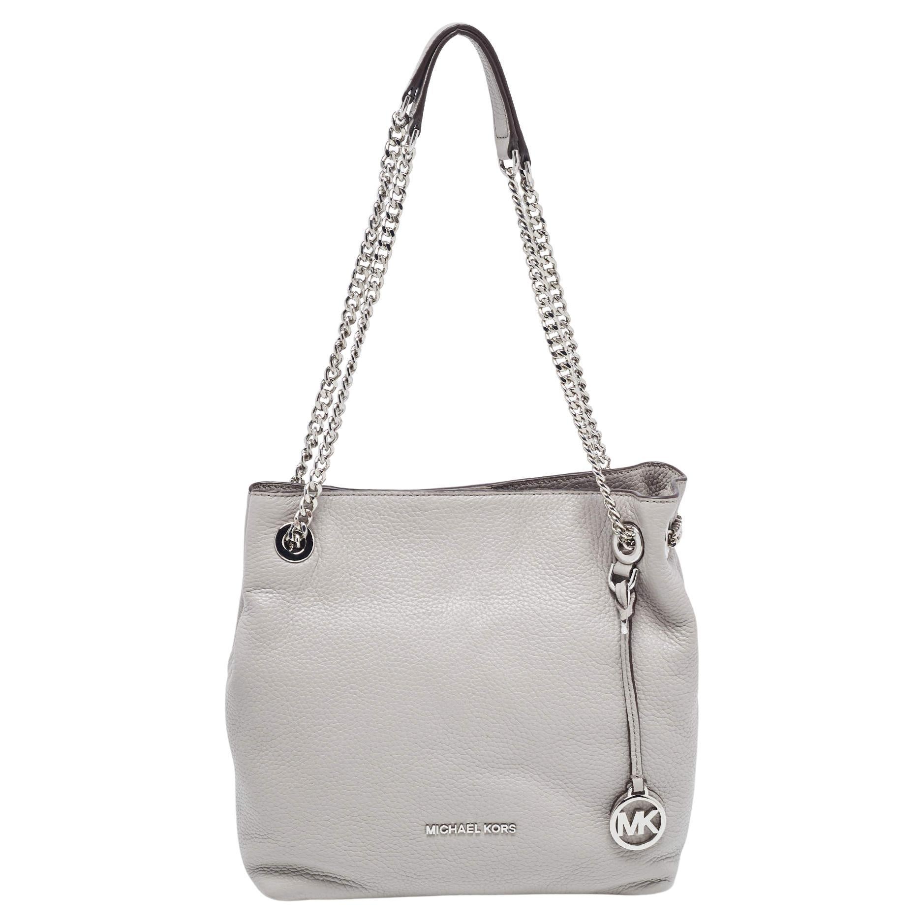 Michael Kors Grey Leather Medium Jet Set Chain Shoulder Bag For Sale at ...