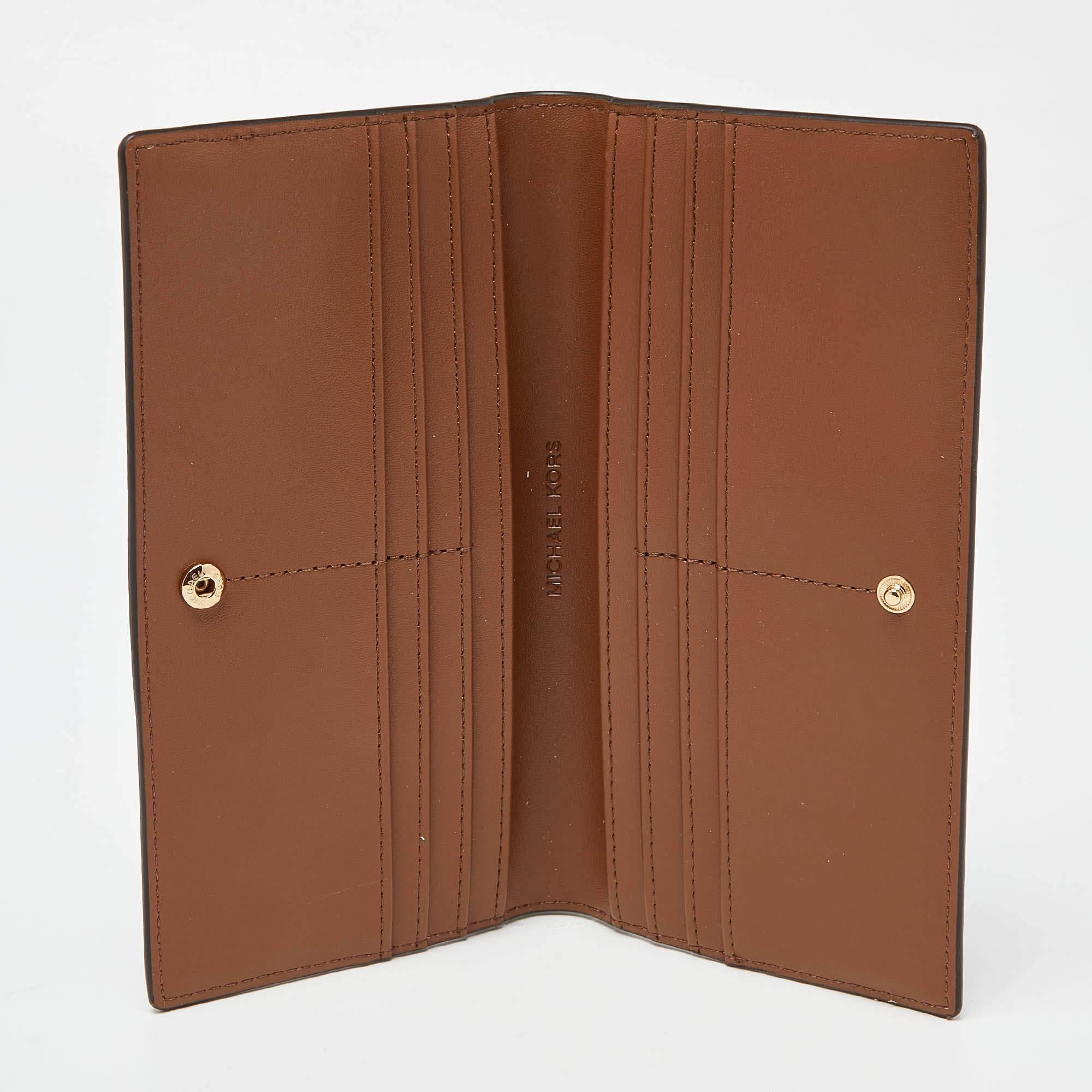 Michael Kors Ivory/Tan Signature Coated Canvas and Leather Reed Wallet ...