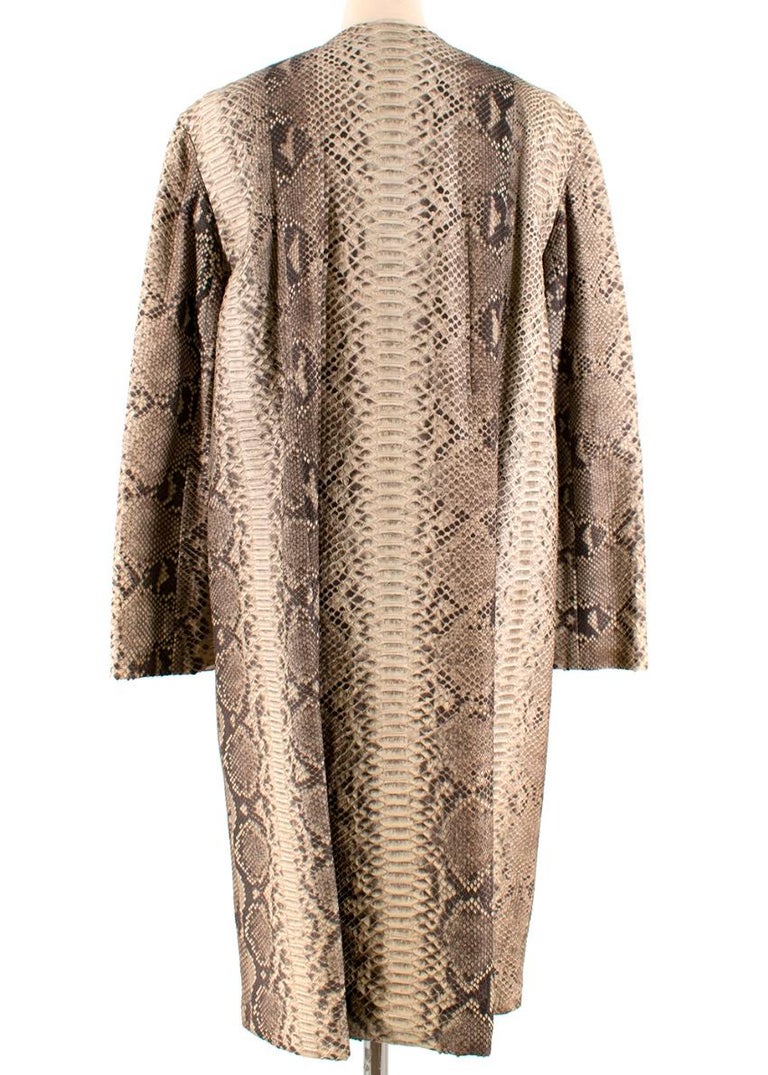 Michael Kors Natural Python Leather Longline Coat L at 1stDibs