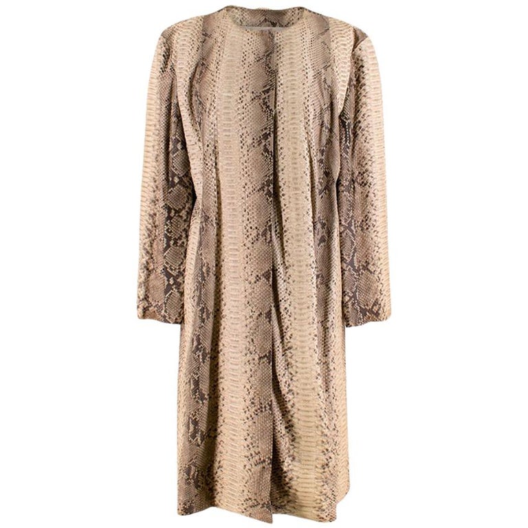 Michael Kors Natural Python Leather Longline Coat L at 1stDibs