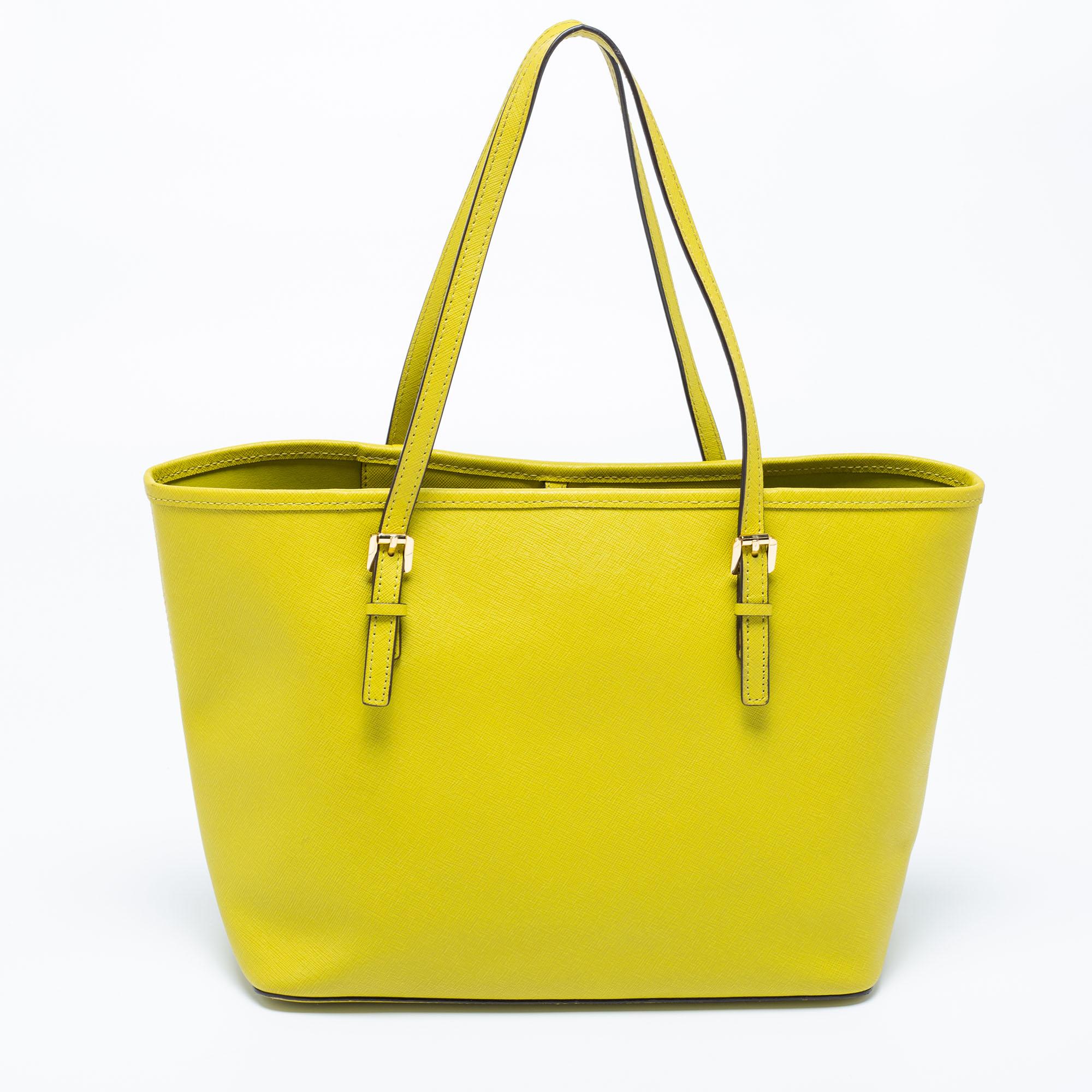 Michael Kors Neon Green Leather Small Jet Set Travel Tote at 1stDibs ...