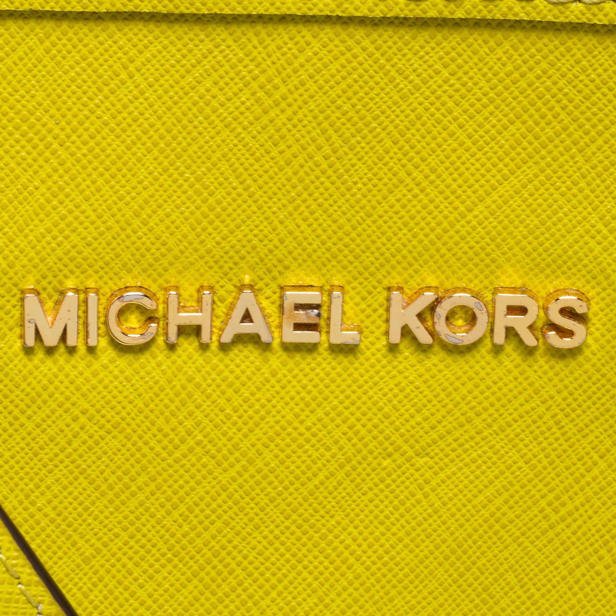 Michael Kors Neon Green Leather Small Jet Set Travel Tote at 1stDibs ...