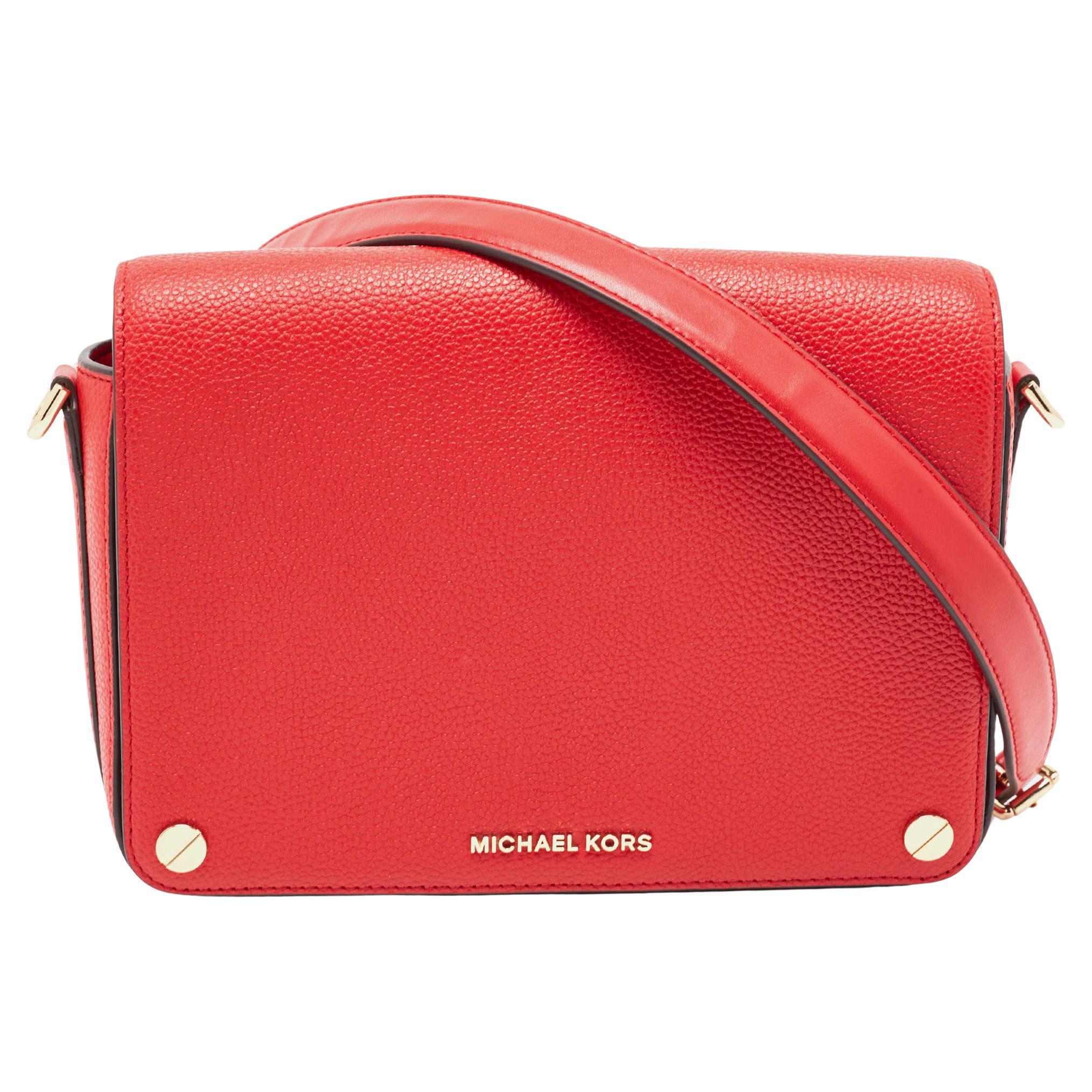 Michael Kors Red Leather Large Jet Set Crossbody Bag For Sale at 1stDibs