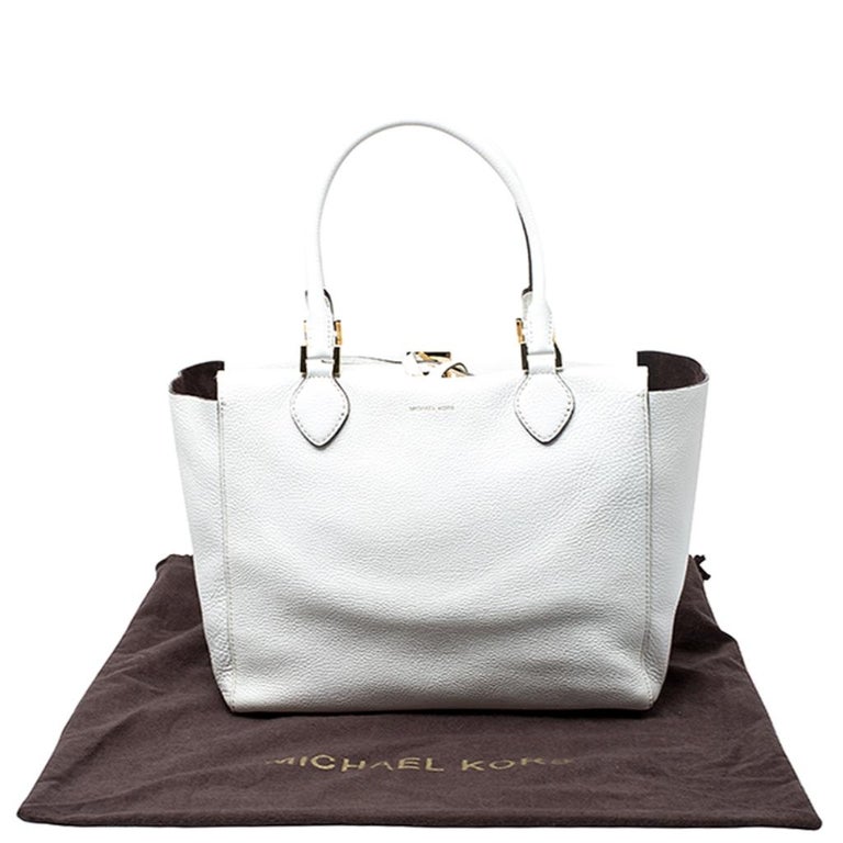Michael Kors White Soft Leather Miranda Tote at 1stDibs | michael kors ...