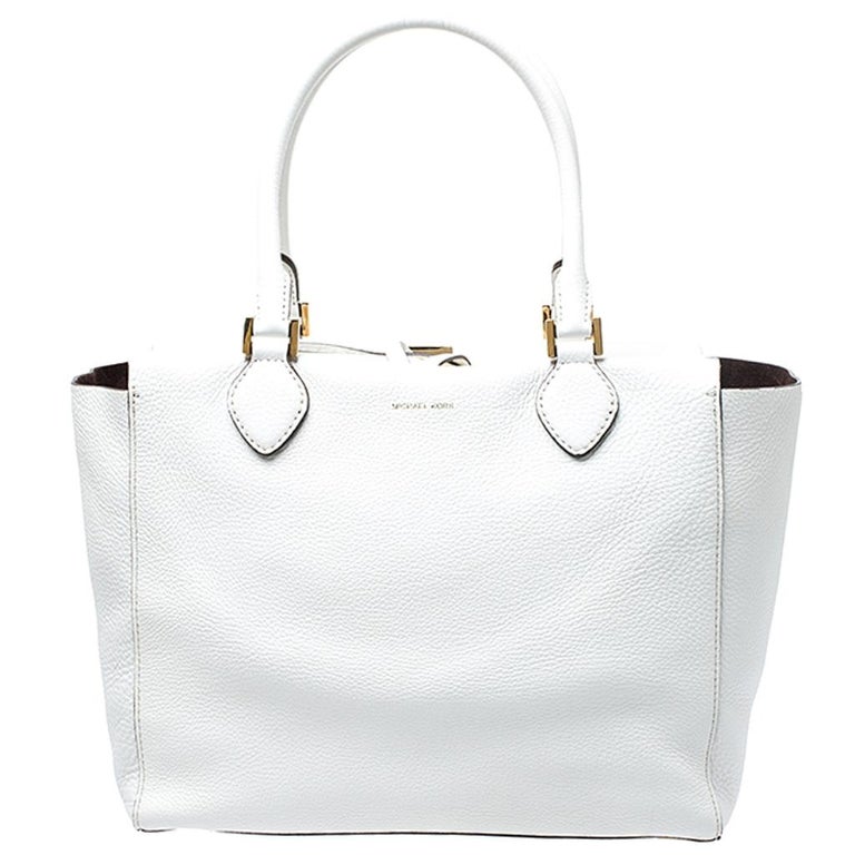 Michael Kors White Soft Leather Miranda Tote at 1stDibs | michael kors ...