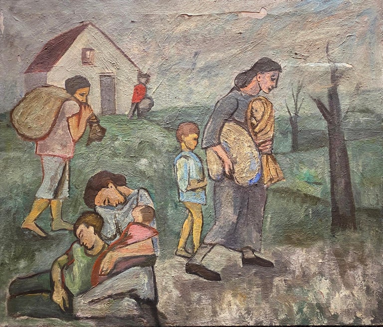 Michael Loew - "Refugees" Mexican American Oil Painting Depression Era ...