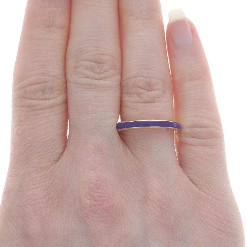 Michael M Chroma Blue Enamel Band - Yellow Gold 14k Stripe Stack Ring ...