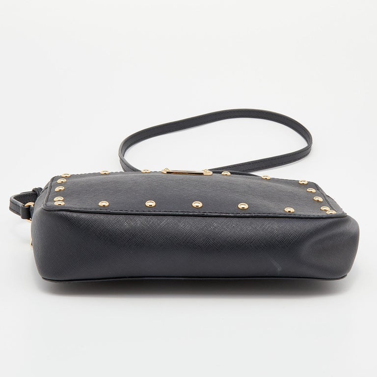MICHAEL Michael Kors Black Leather Sandrine Stud Crossbody Bag For Sale at 1stDibs