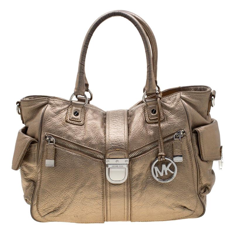 MICHAEL Michael Kors Metallic Gold Leather Satchel at 1stDibs | michael ...
