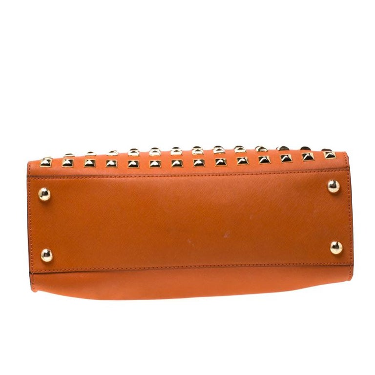 MICHAEL Michael Kors Orange Leather Large Studded Hamilton Tote For ...
