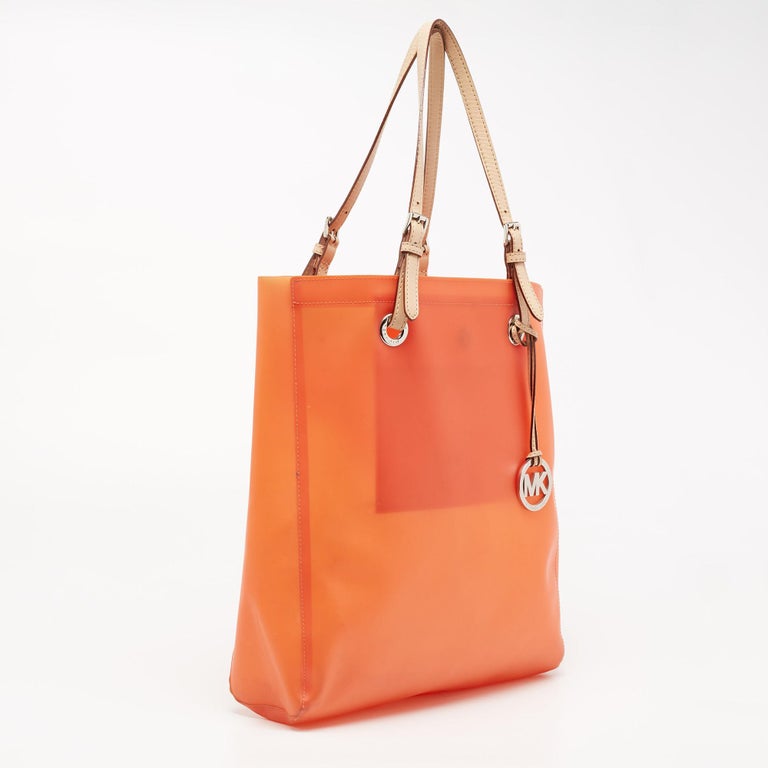 MICHAEL Michael Kors Orange PVC Jet Set Tote For Sale at 1stDibs